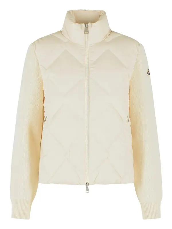 Moncler Tricot' Ivory Virgin Wool Cardigan - White