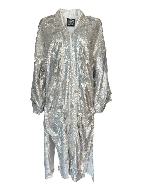 ANY OLD IRON Matte Petal To The Metal Sequin Duster - Silver