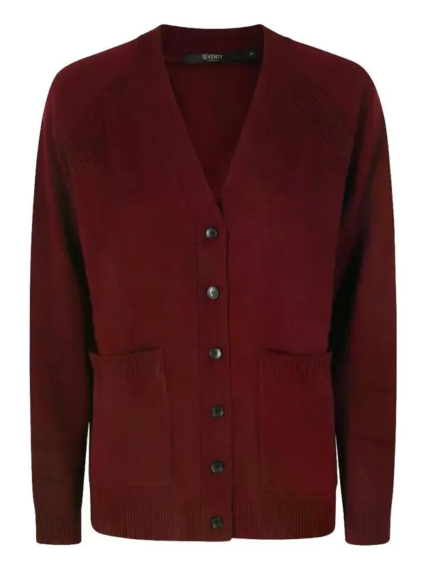 Seventy Patch-pocket V-neck Cardigan - Red