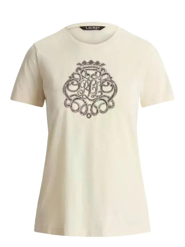 Ralph Lauren Beaded Crest-patch T-shirt - Neutrals