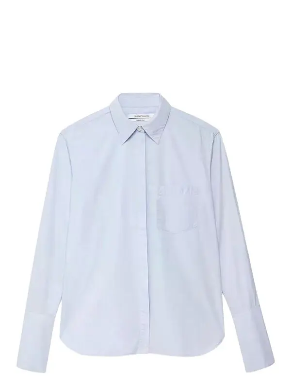 Another Tomorrow Cufflink-detail Poplin Shirt - Blue