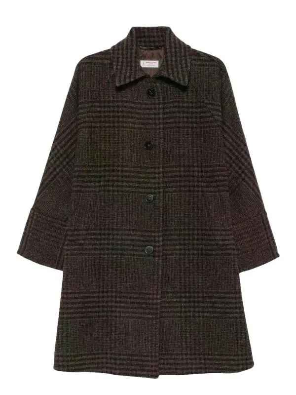 Alberto Biani Check-pattern Coat - Brown