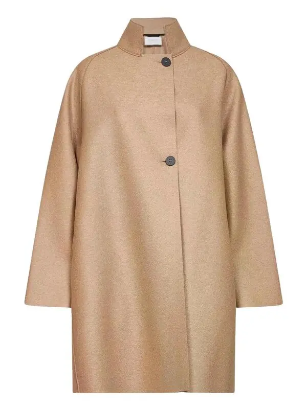Harris Wharf London High-neck Virgin Wool Coat - Neutrals