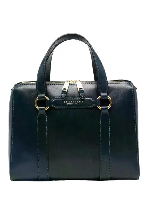 THE BRIDGE Logo-stamp Leather Tote Bag - Blue
