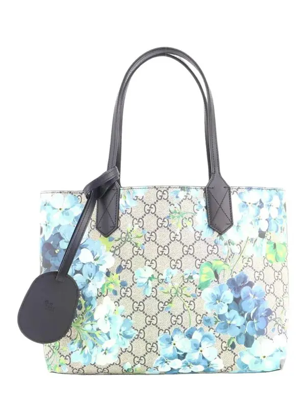 Gucci Reversible Blooms Gg Print Leather Small Tote Bag - Blue