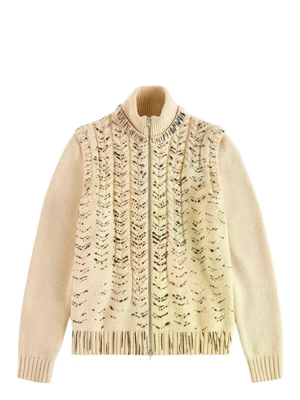 MAISON MARGIELA Ink-print Zipped Cardigan - Neutrals