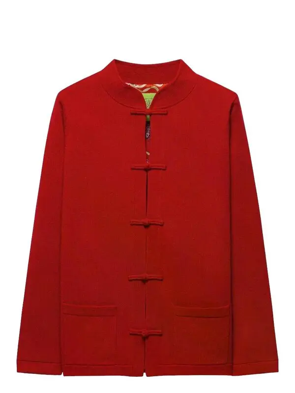 Shanghai Tang Tang Frog-fastening Cardigan - Red