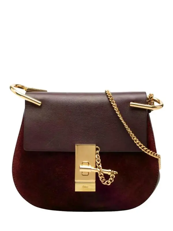 Chloé 2014-2020 Mini Bicolor Suede And Calfskin Drew Crossbody Bag - Red