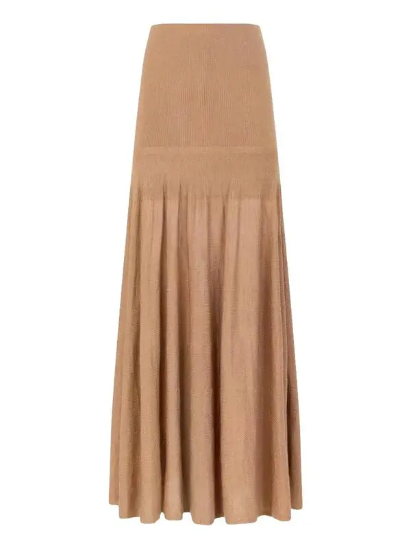 Rabanne Fine-knit Pleated Maxi Skirt - Neutrals