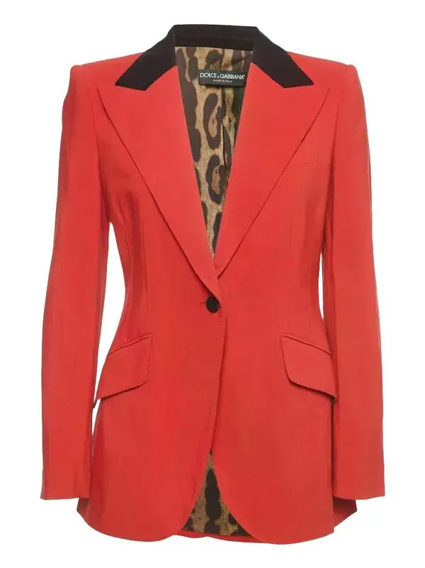 Dolce & Gabbana Velvet Collar Tailored Blazer - Red