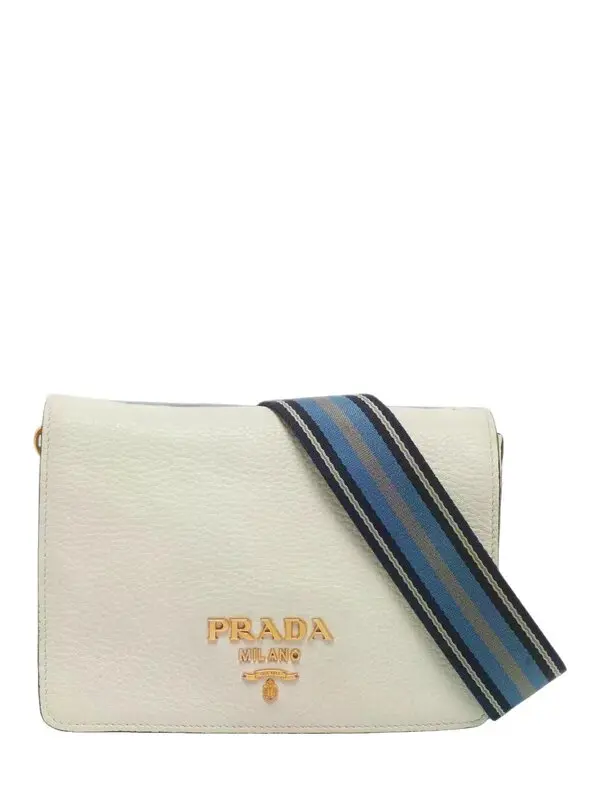 Prada Logo-plaque Flap Shoulder Bag - White