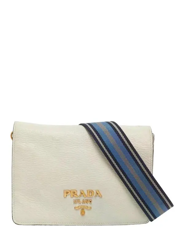 Prada Logo-plaque Flap Shoulder Bag - White