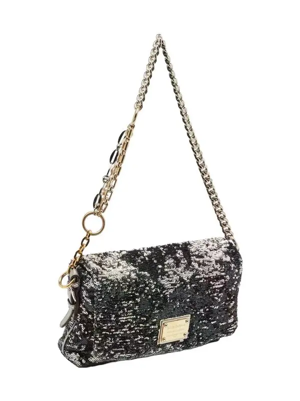 Dolce & Gabbana Miss Charles Sequin Shoulder Bag - Black