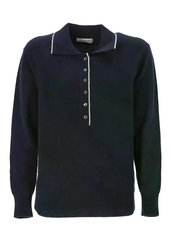 IRREPLACEABLE Contrast-trim Polo-collar Sweater - Blue