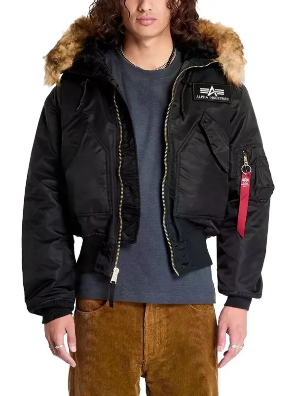 Alpha Industries 45/p Fhooded Bomber Jacket - Black
