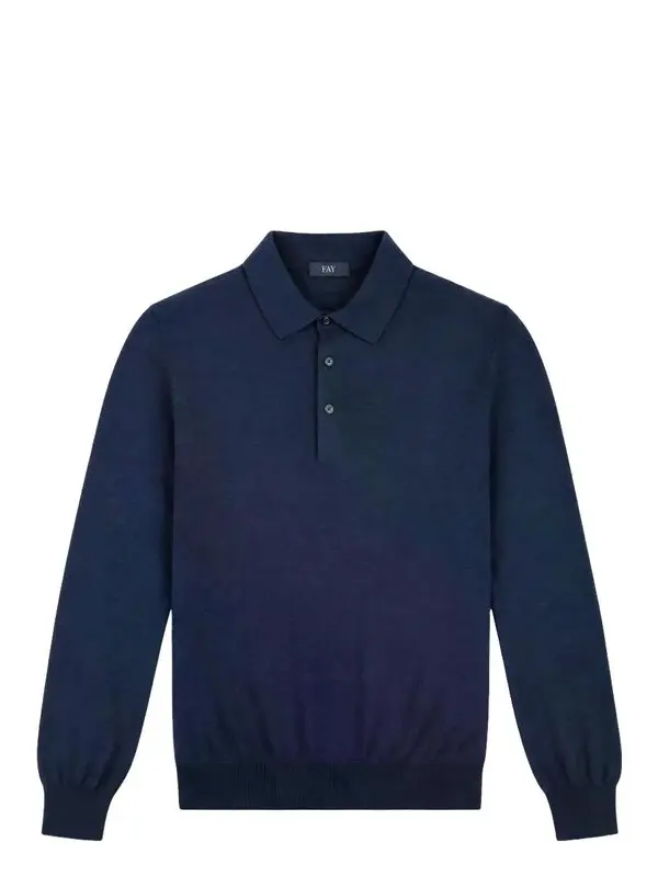 FAY Long-sleeve Polo Sweater - Blue