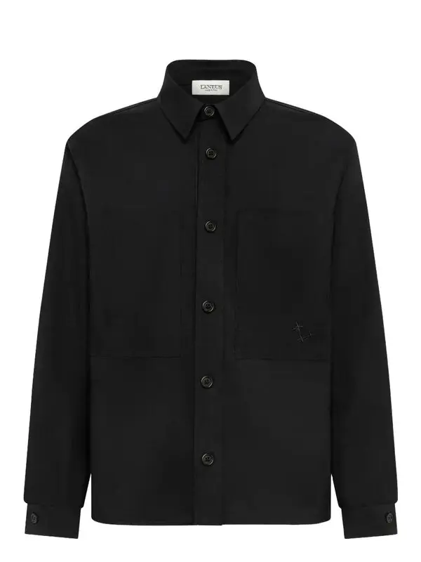 LANEUS Boxy-fit Pocket-detail Shirt - Black