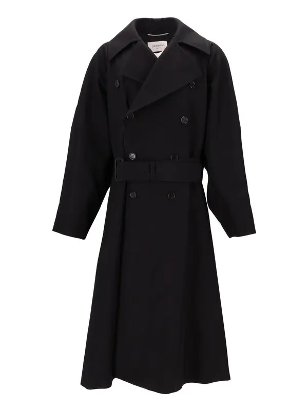 Saint Laurent Manteau Raglan Double Croise G - Noir