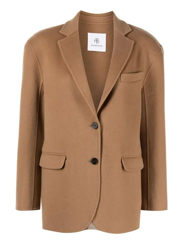 ANINE BING Quinn Blazer Camel Cashmere Blend - Brown