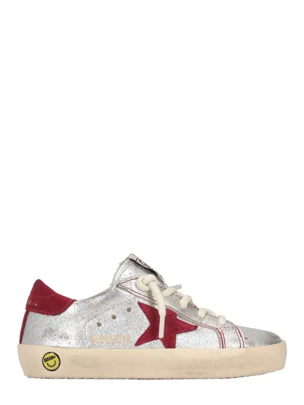 GOLDEN GOOSE Super Star Laminated Suede Upper Suede Star And Heel - Silver/red