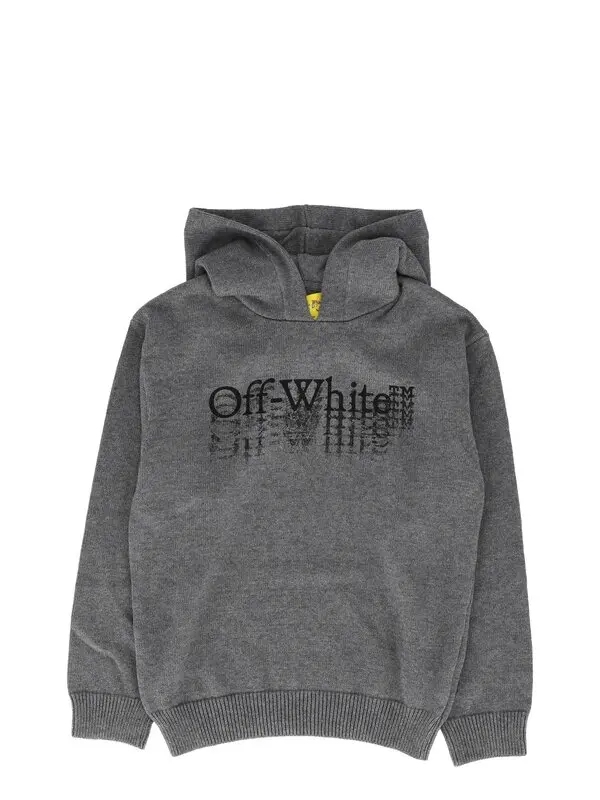 Off-White Big Bookish Stamp Knit Hoodie - Grey