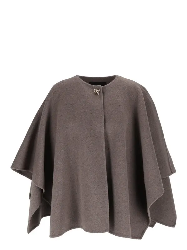 Fabiana Filippi Mantella Aperta In Double Lana Cashmere Color Falcon - Grey