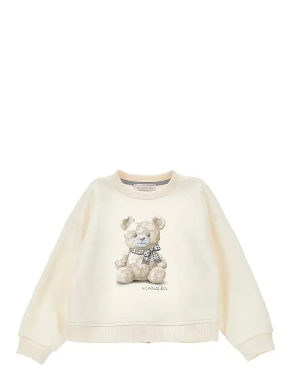 Monnalisa Crow Neck Felpa Basic Ga - White