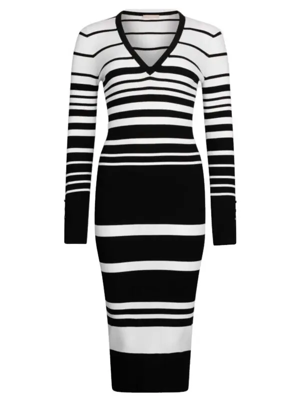 Liu Jo Striped Knit Dress - White/black