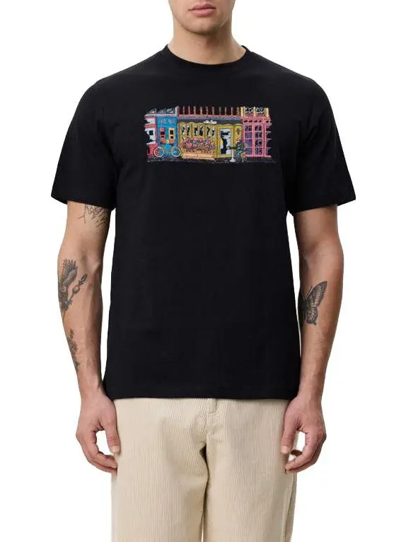 LES DEUX Market Graphic T-shirt - Black