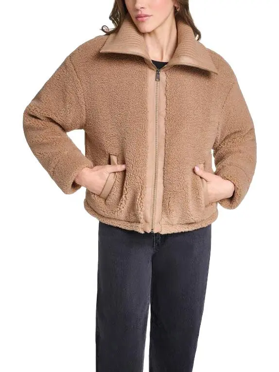 LEVI'S Floral Print Faux Shearling Bomber Jacket - Chestnut