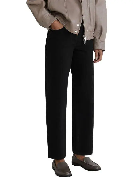 REISS Selin High Waist Wide Leg Jeans - Black