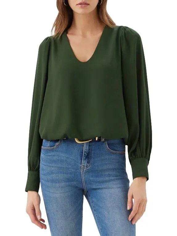 Karen Kane Puff Sleeve Top - Pine