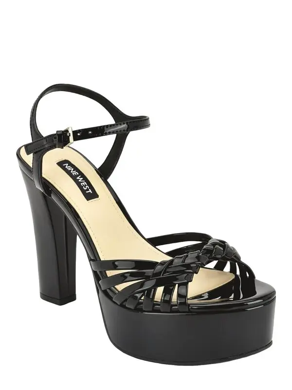 Nine West Nayya Faux Leather Platform Sandal - Black