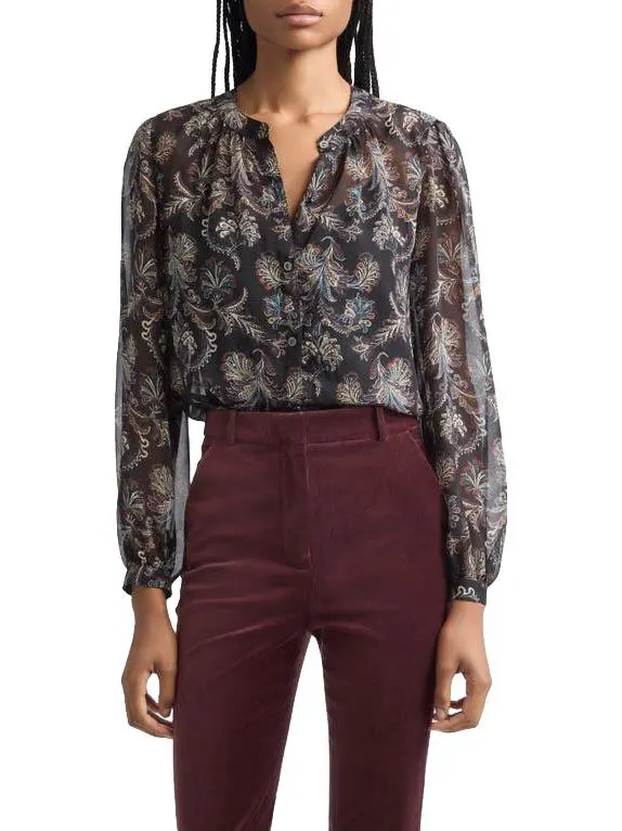 Veronica Beard Ashlynn Silk Top - Black Multi
