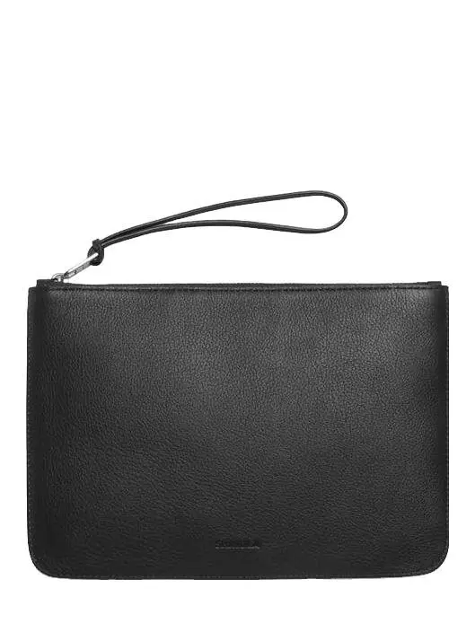 Shinola Wristlet Leather Zip Pouch - Black