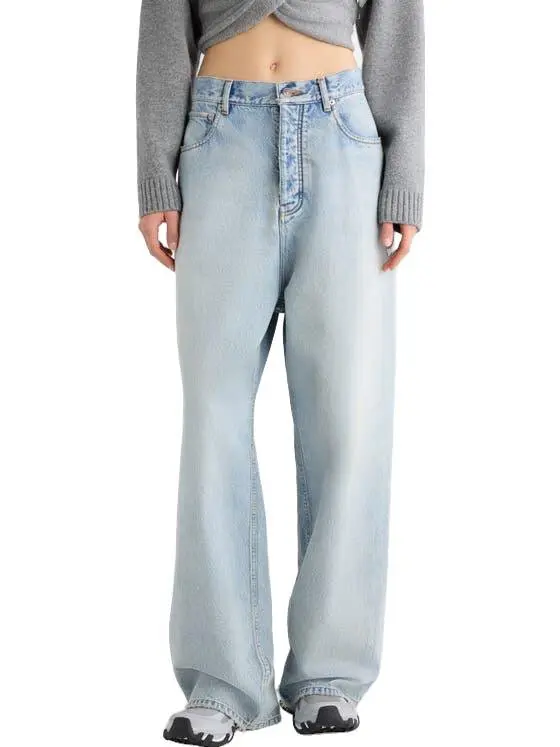 Balenciaga Distressed Baggy Fit Jeans - 4020 Bleach Light Blue