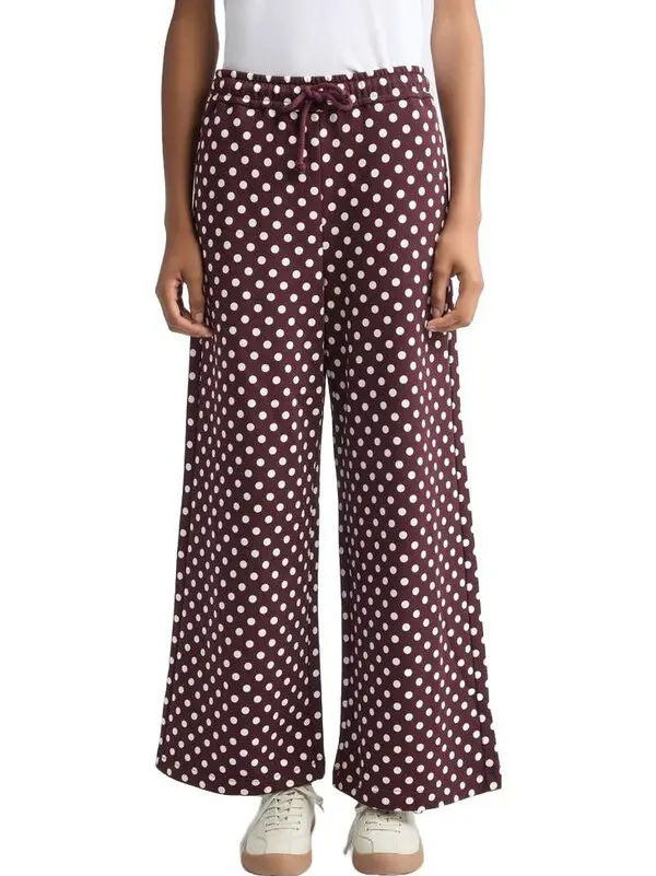 Marimekko Kiki Polka Dot Cotton Drawstring Pants - Red