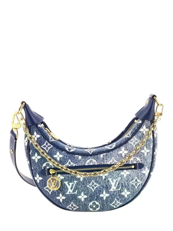 LOUIS VUITTON Loop Handbag Monogram Jacquard Denim Hobo Bag - Blue