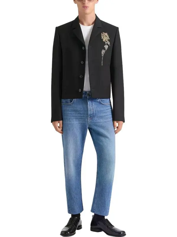 Givenchy Embellished Single-breasted Cropped Jacket In Wool - Black