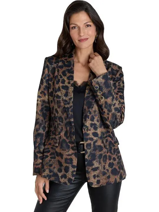 THE NOLI SHOP Cheryl Single Breasted Blazer - Leopard