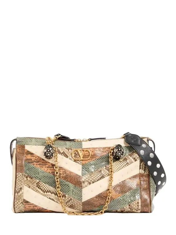 Valentino Garavani Panthea Medium Shoulder Bag In Exotic Leathers With Chevron Motif - Multicolour