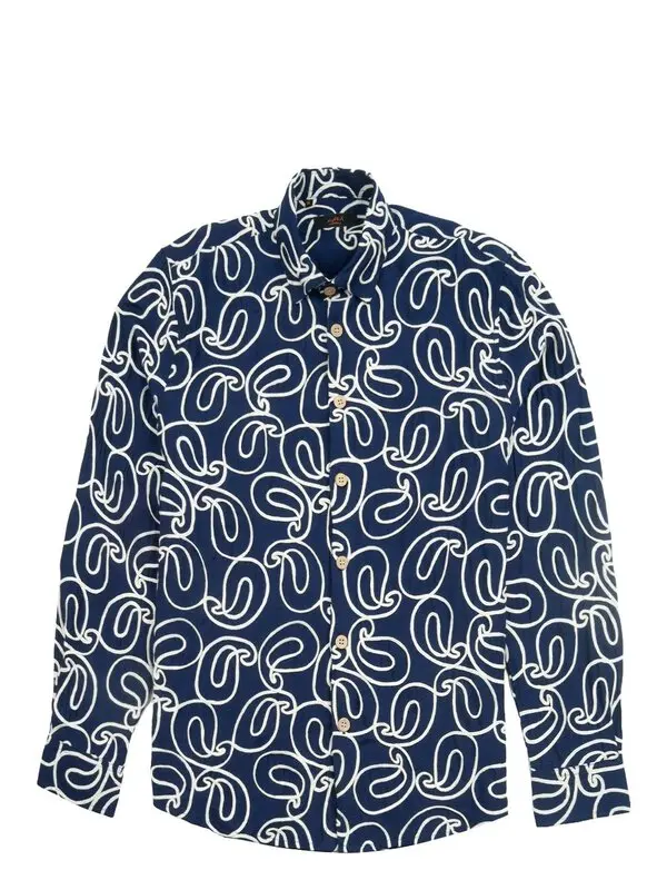 EIGHT X Terra Artisan Long Sleeve Button Down Shirt - Blue
