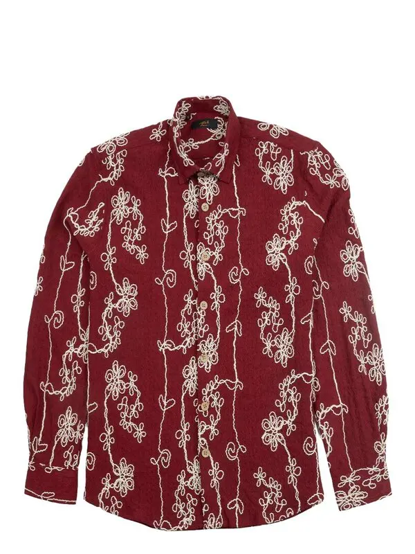 EIGHT X Desert Bloom Artisan Long Sleeve Button Down Shirt - Red