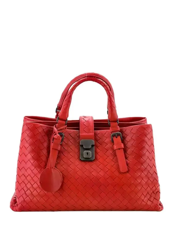 Bottega Veneta Roma Bag Intrecciato Nappa Small Tote Bag - Red