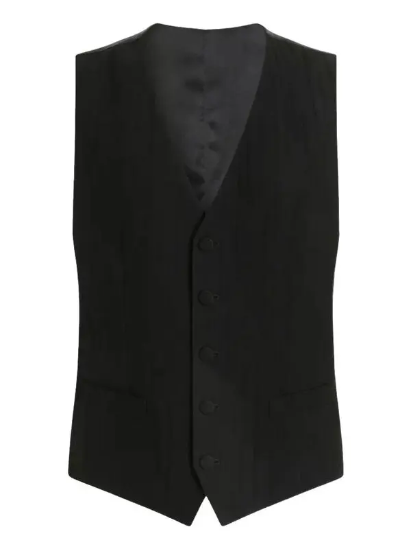 Dolce & Gabbana Single-breasted Striped Wool-jacquard Waistcoat - Black