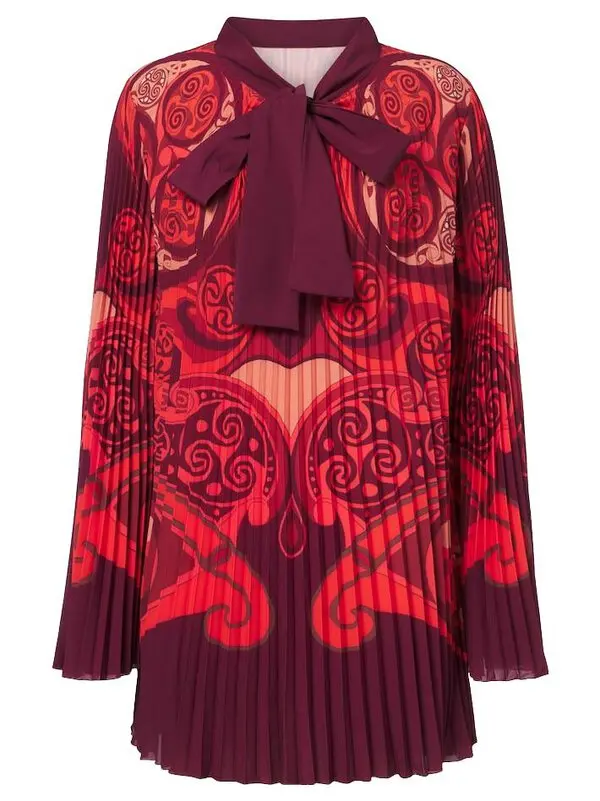 La DoubleJ Alchemy Pleated Tie-neck Minidress - Multicoloured