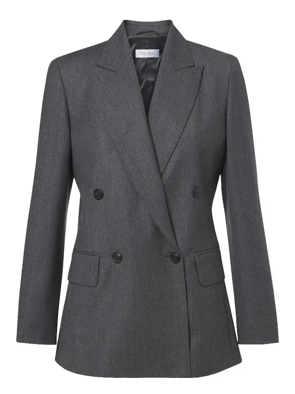 Max Mara Double-breasted Wool-blend Blazer - Grey