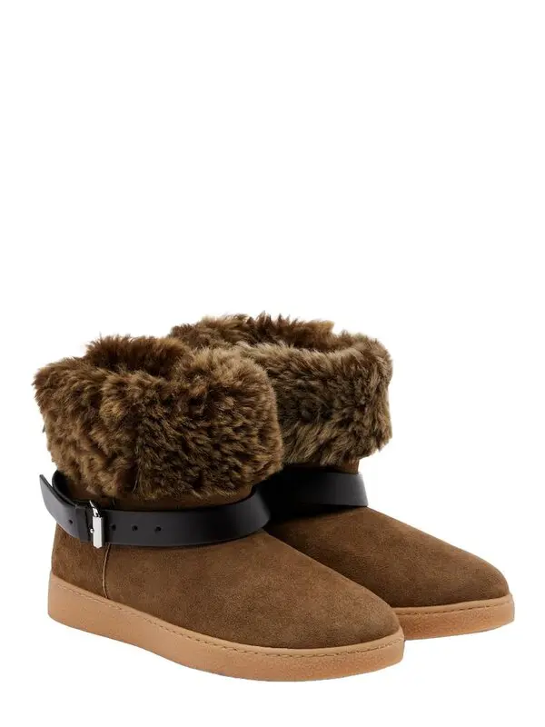 Isabel Marant Étoile Nolyz Shearling-trimmed Suede Ankle Boots - Brown