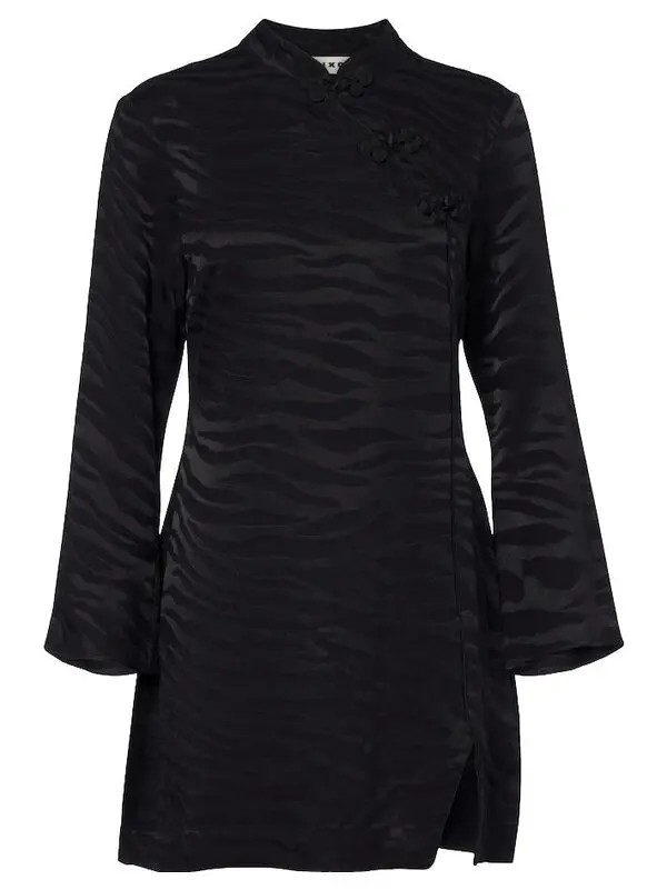 Rixo Brooklyn Satin Jacquard Minidress - Black