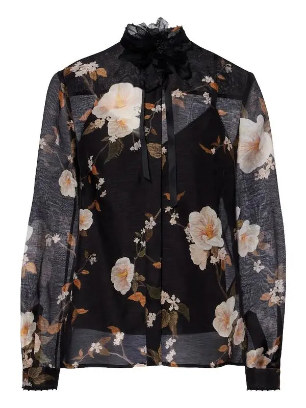 Zimmermann Ascent Bow-detail Linen And Silk Blouse - Multicoloured